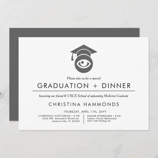 Optometry Graduation | Minimalist Invitation | Zazzle