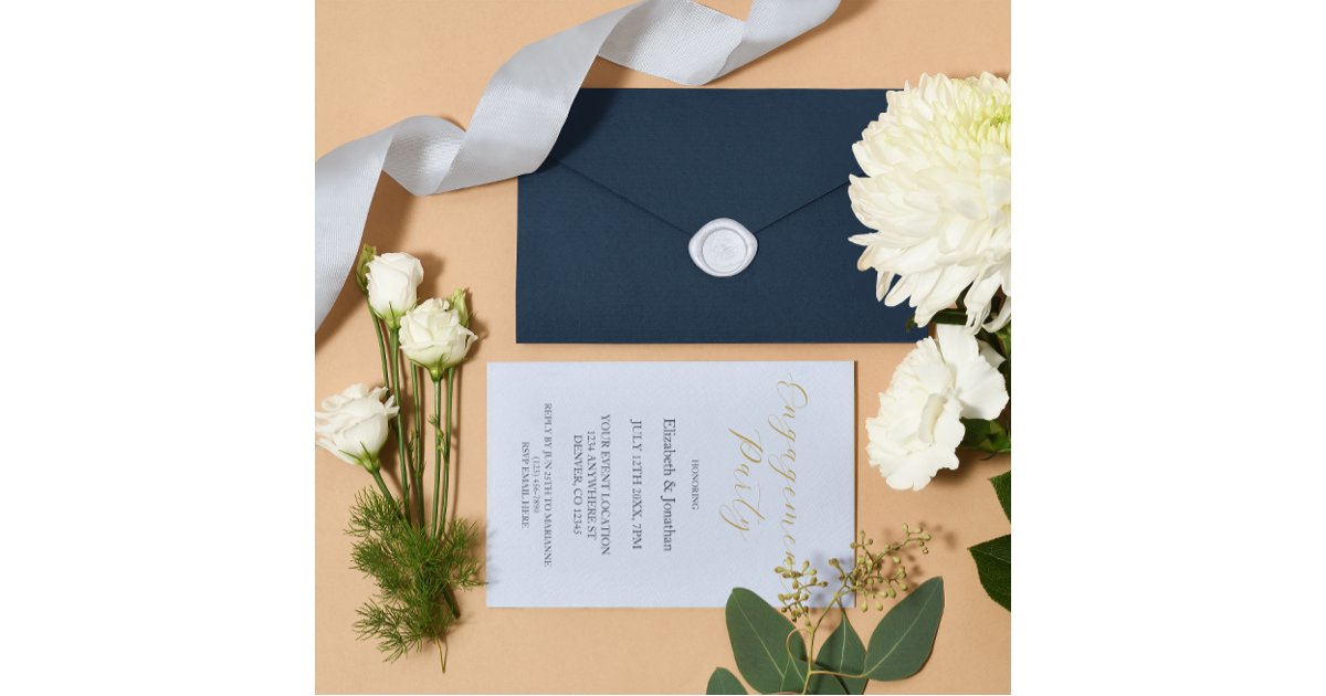 Opulent Blue Engagement Party Invitation | Zazzle