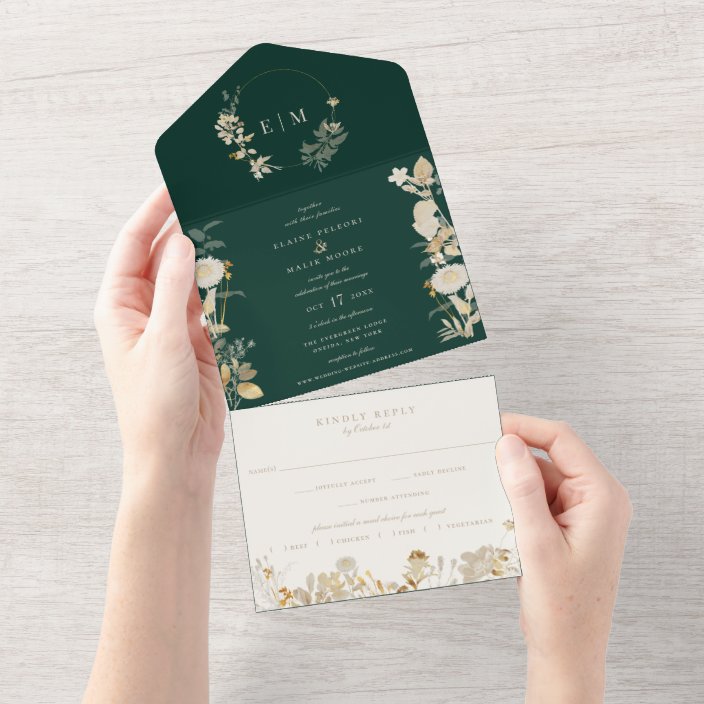 Opulent Gilded Garden Wedding All In One Invitation | Zazzle.com