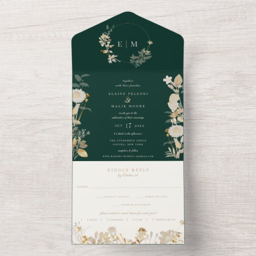 Opulent Gilded Garden Wedding All In One Invitation | Zazzle