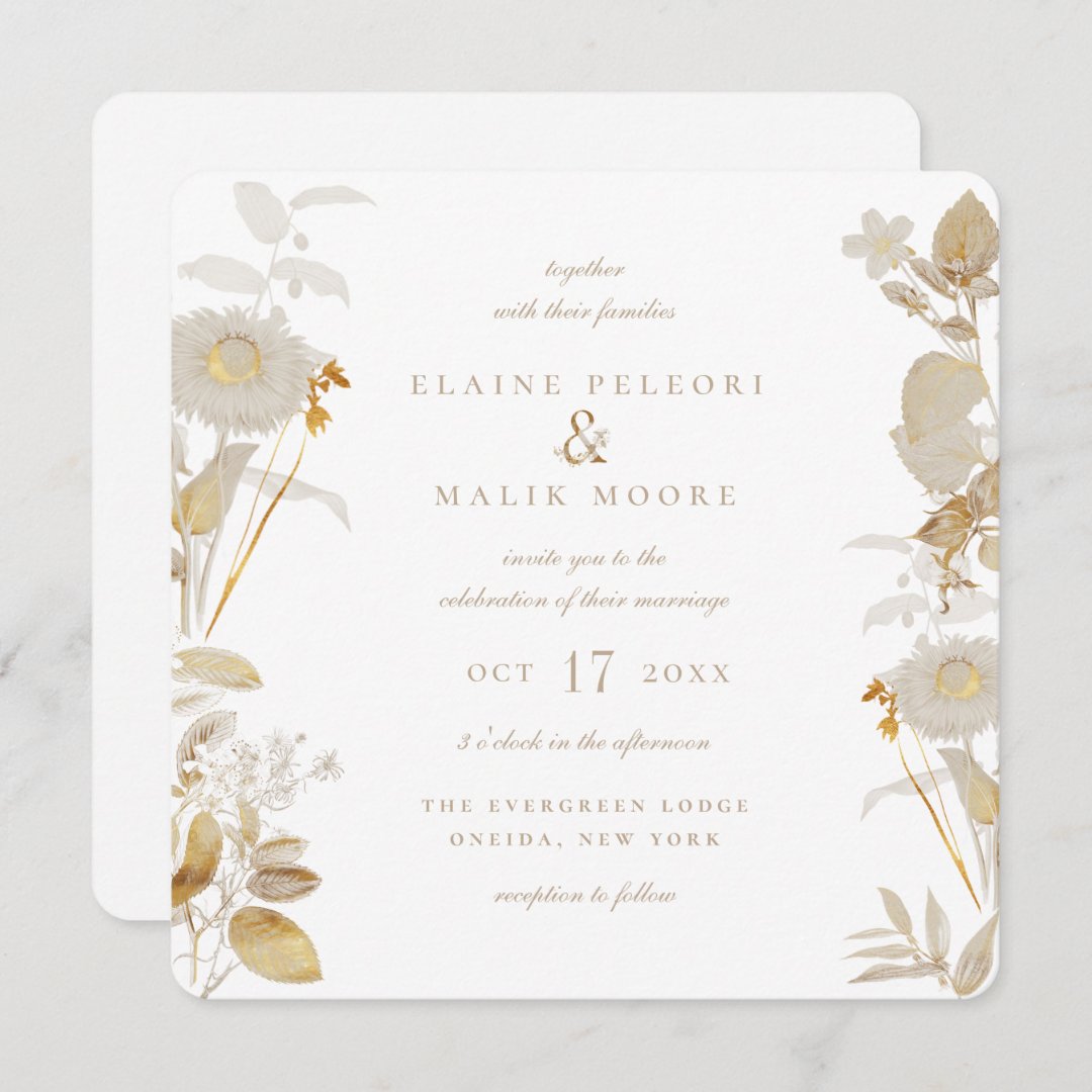 Opulent Gilded Garden Wedding Invitation | Zazzle