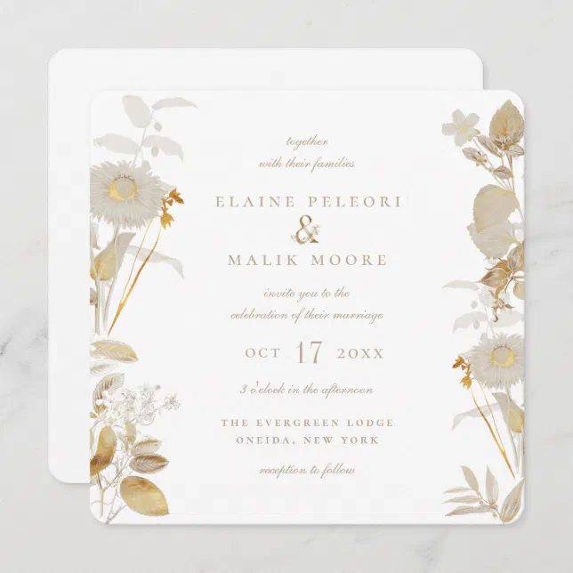 Opulent Gilded Garden Wedding Invitation | Zazzle