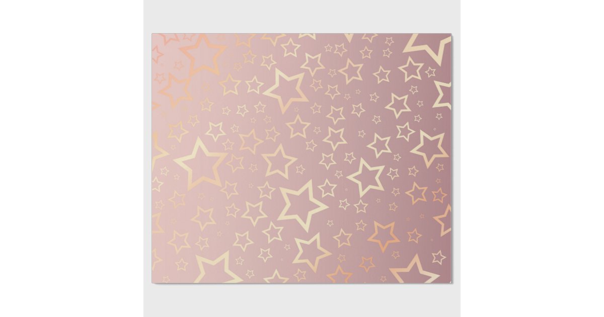 Opulent golden stars on pink pattern wrapping paper | Zazzle