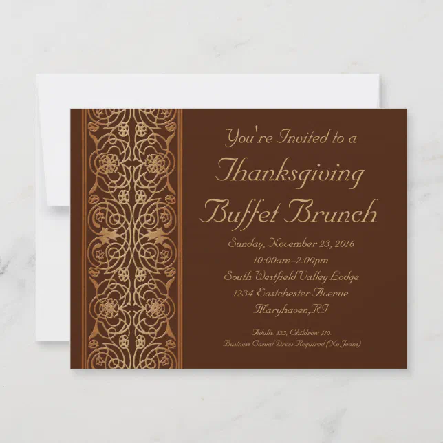 Opulent Thanksgiving Dinner or Buffet Invitations | Zazzle
