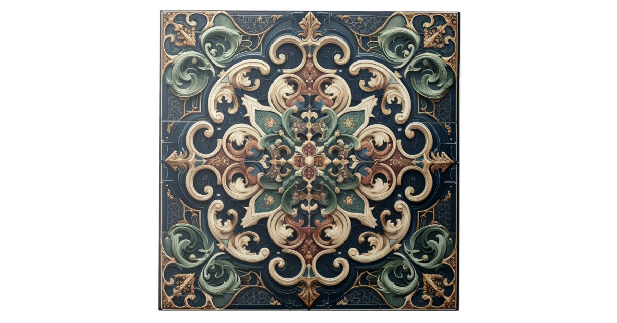 Opulent Traditional Maximalism Tile | Zazzle