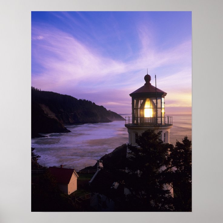OR, Oregon Coast, Heceta Head Lighthouse, on Poster | Zazzle
