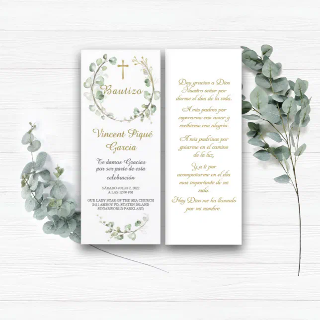 Oraciones Cortas Bautizo Tarjeta Menu | Zazzle