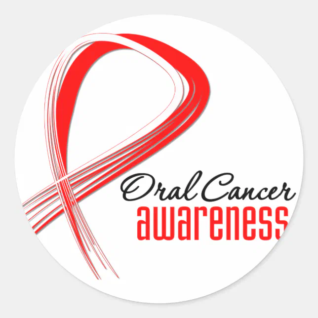 Oral Cancer Awareness Grunge Ribbon Classic Round Sticker | Zazzle