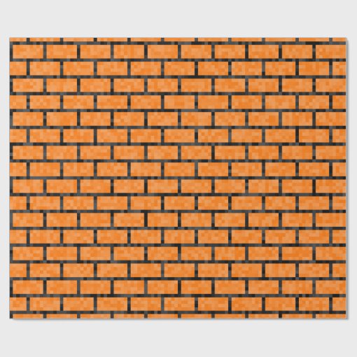 Orange 8-Bit Inspired Bricks Pattern Wrapping Paper | Zazzle