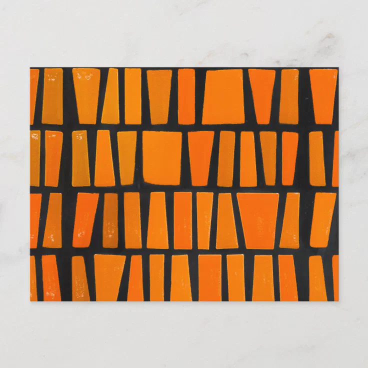 Orange and black african tribal pattern postcard | Zazzle