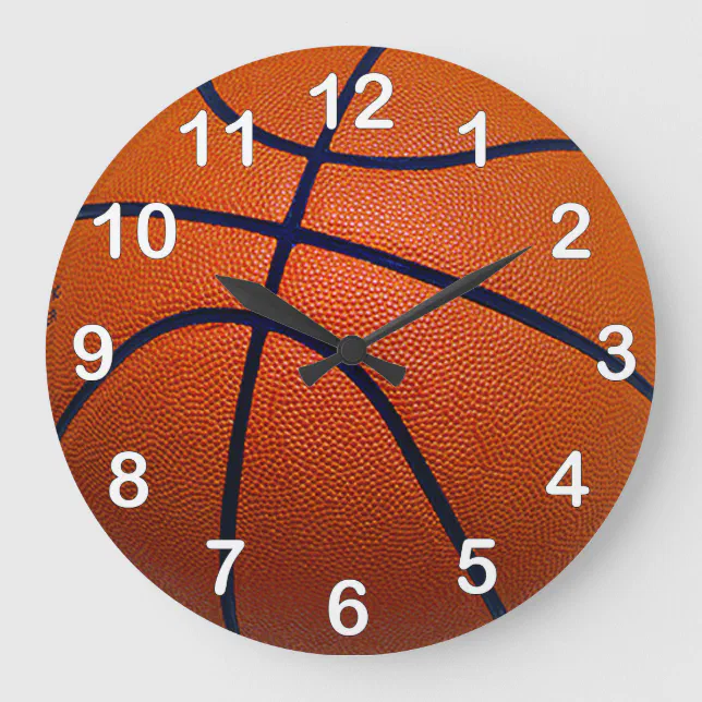 Orange and Black Basketball Large Clock | Zazzle