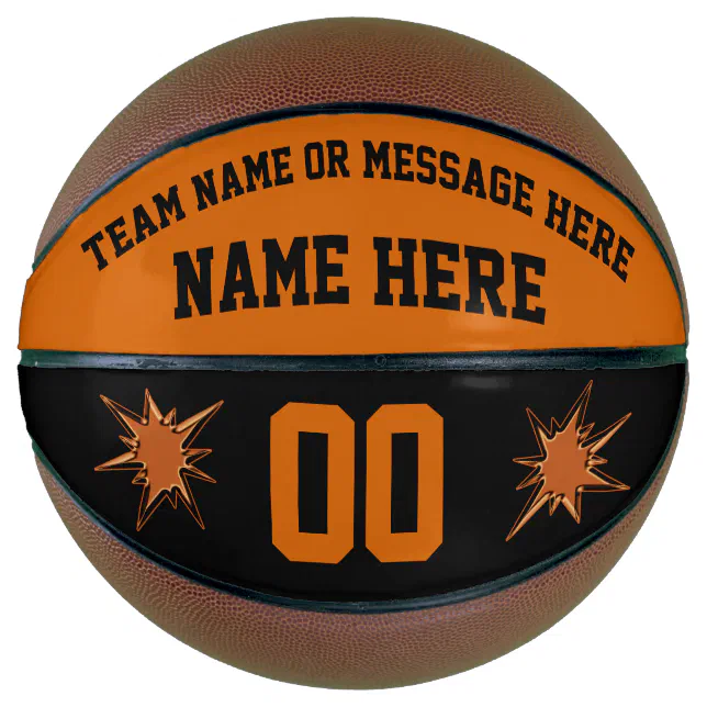 Orange and Black Custom Basketball Full Size, Mini | Zazzle