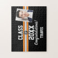 Orange and Black Graduation Photo Congratulations Jigsaw Puzzle | Zazzle