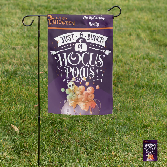 Orange and Black Halloween Hocus Pocus Garden Flag | Zazzle