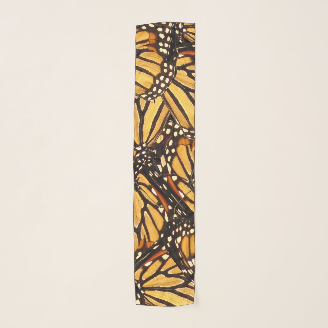 Orange and Black Monarch Butterfly Chiffon Scarf | Zazzle
