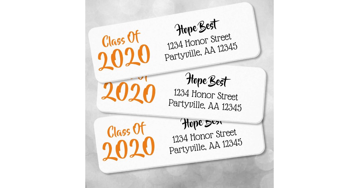 Orange and Black School Colors Class Year Address Label | Zazzle