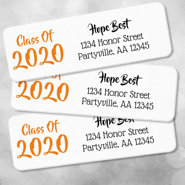 Orange and Black School Colors Class Year Address Label | Zazzle
