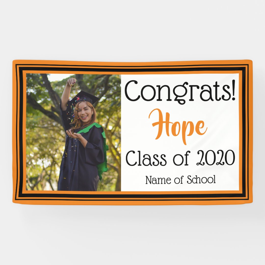 Orange and Black School Colors Photo Banner | Zazzle