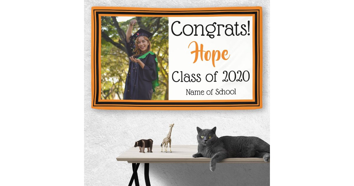 Orange and Black School Colors Photo Banner | Zazzle