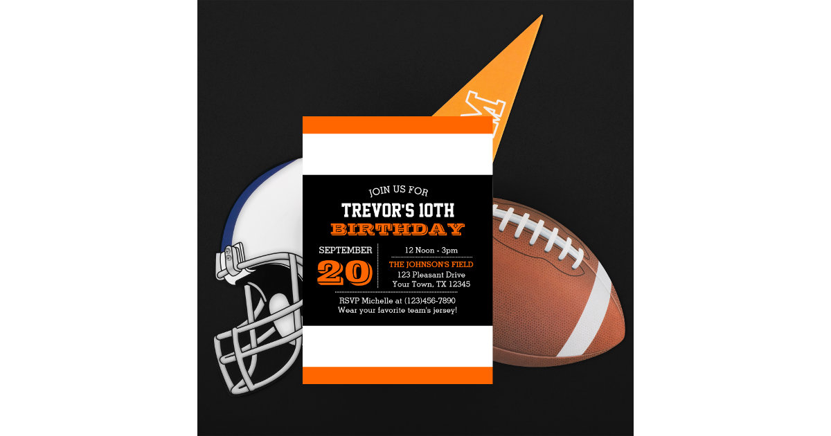 Orange and Black Team Birthday Invitation | Zazzle