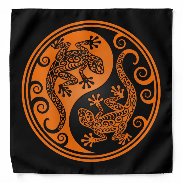 Orange and Black Yin Yang Lizards Bandana | Zazzle