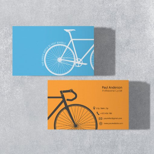 Orange And Blue Professional Cyclist Business Card | Zazzle
