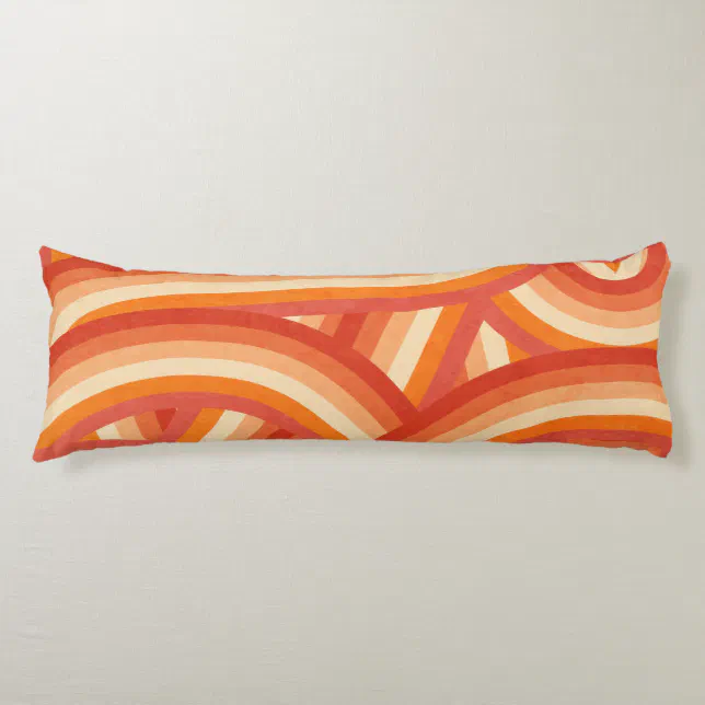 Orange and Cream Retro Rainbow Stripes Pattern Body Pillow | Zazzle