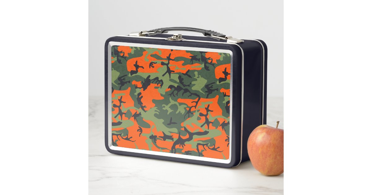 Orange and Green Camouflage, Military, Army Metal Lunch Box | Zazzle