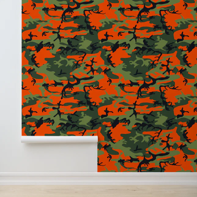 Orange and Green Camouflage, Military, Army Wallpaper | Zazzle