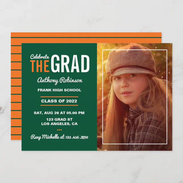 Orange and Green Graduation Party Invitation | Zazzle