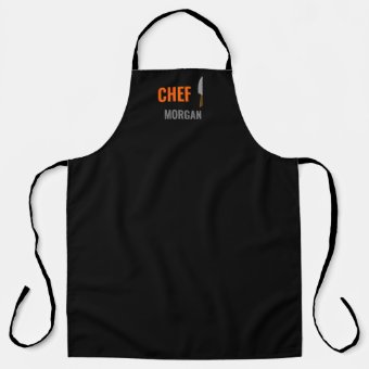 Orange and Grey Top Mens Chef Apron | Zazzle