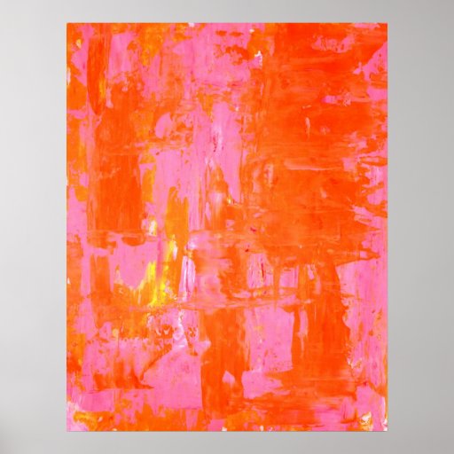 Orange and Pink Abstract Art Poster | Zazzle