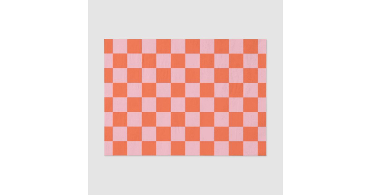 Orange and Pink Checkerboard Pattern Tissue Paper | Zazzle