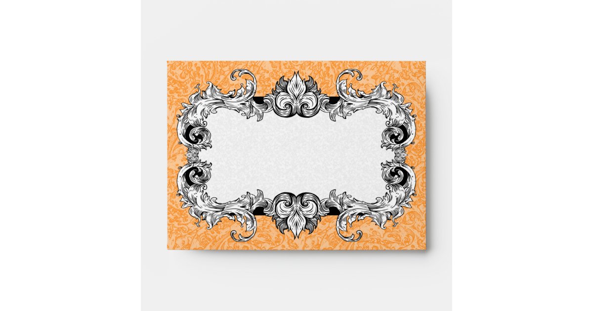 Orange and White A6 Gothic Baroque Envelopes | Zazzle