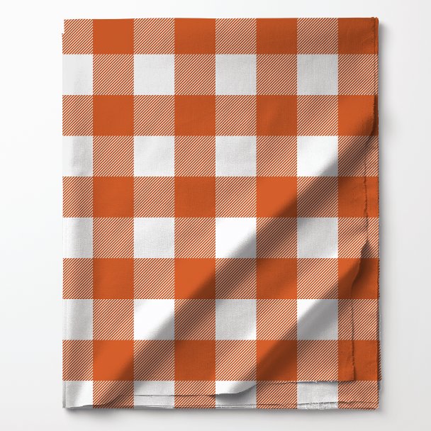 Orange and White Plaid Fabric | Zazzle
