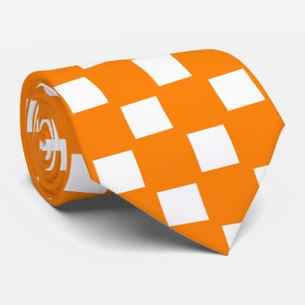 Orange and White Checkered Tie | Zazzle