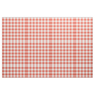 Orange and White Plaid Fabric | Zazzle