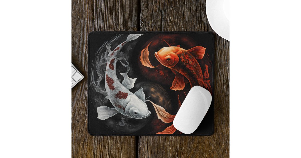 Orange And White Lucky Koi Fish Japan Art Mouse Pad | Zazzle