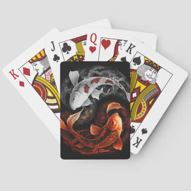 Orange And White Lucky Koi Fish Japan Art Poker Cards | Zazzle