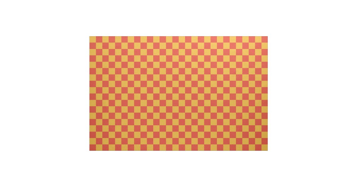 Orange and yellow checkerboard pattern fabric | Zazzle