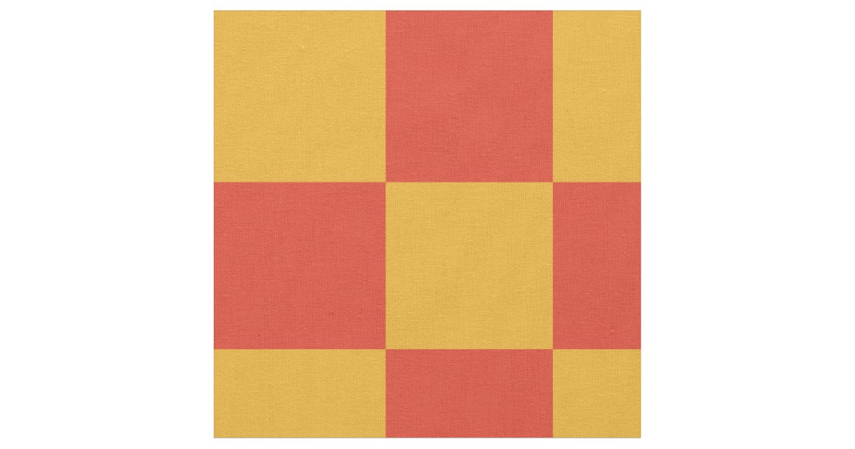 Orange and yellow checkerboard pattern fabric | Zazzle