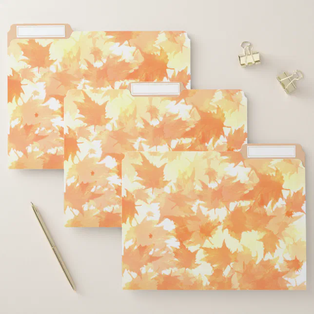 Orange and Yellow Falling Autumn Leaves Pattern File Folder | Zazzle