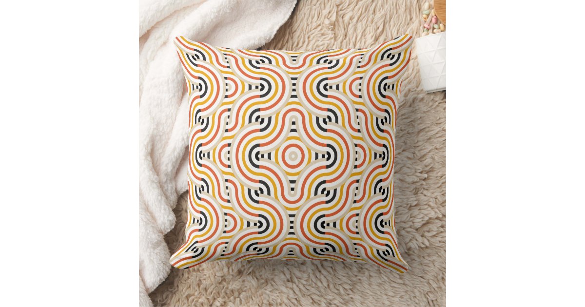 Orange and Yellow Geometric Accent Throw Pillow | Zazzle