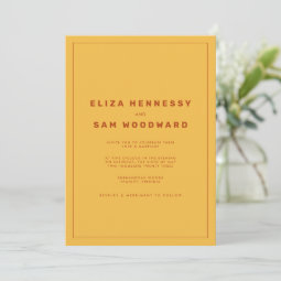 Orange and Yellow Wes Anderson Inspired Wedding Invitation | Zazzle