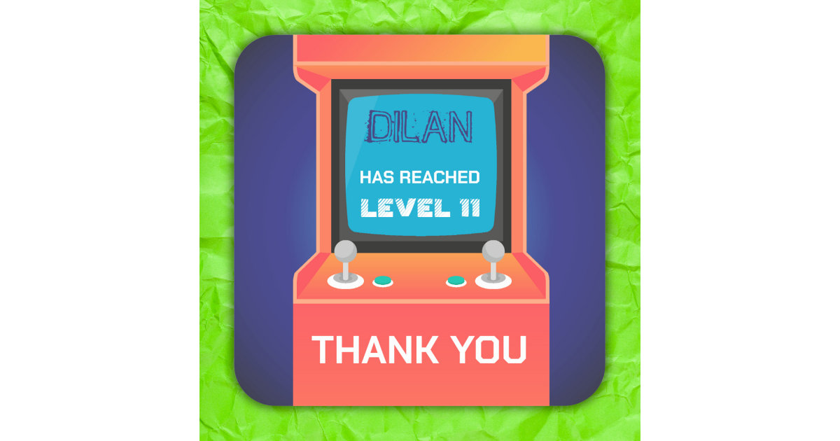 Orange arcade gamer thank you Sticker | Zazzle