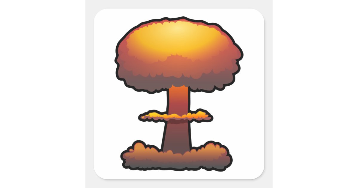 Orange Atomic/Nuclear Explosion Mushroom Cloud Square Sticker | Zazzle.com
