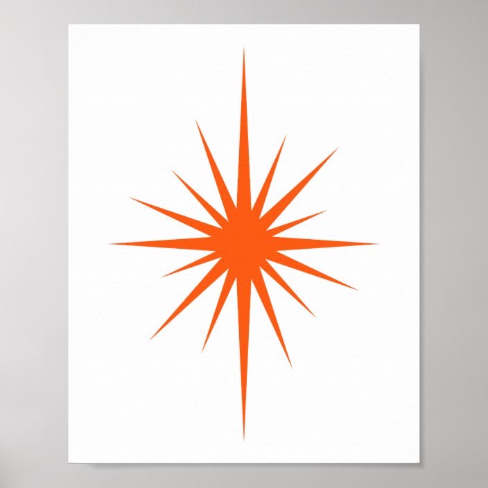 Orange Atomic Starburst Mid Century Modern Decor | Zazzle.com