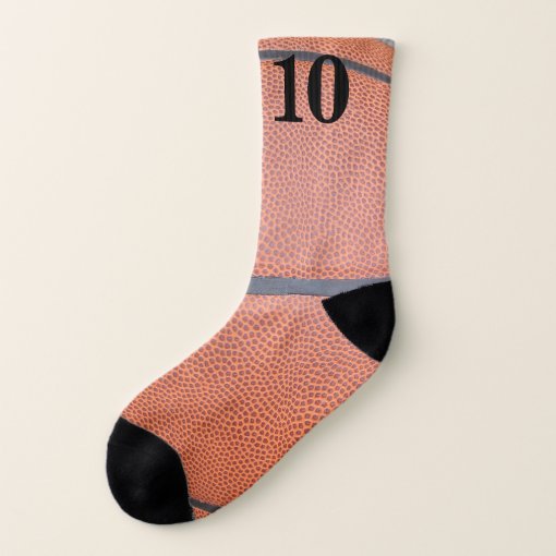 Orange Basketball Player Number Socks | Zazzle