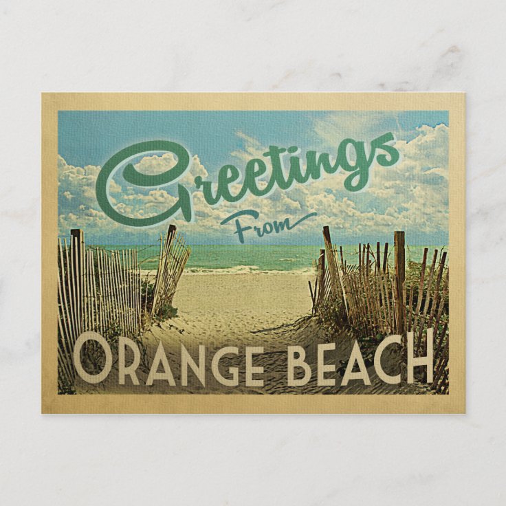 Orange Beach Vintage Travel Postcard | Zazzle