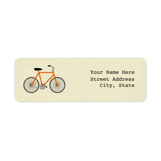 Orange Bicycle Address Label | Zazzle